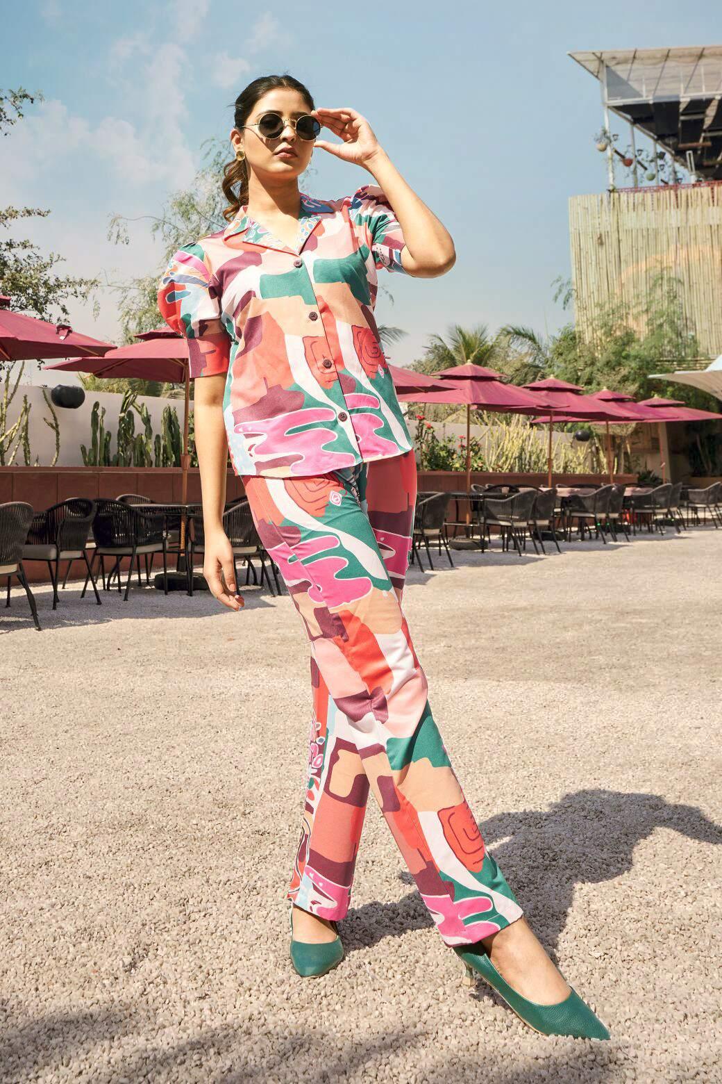 Sunset Bay Co-ord Set | Women's Notched Collar Ankle-Length Co-ord Set